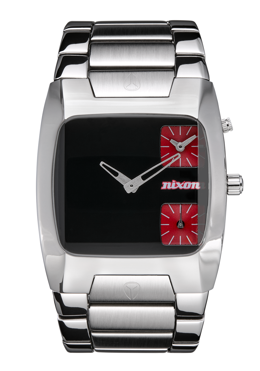 Limited Edition Nixon Banks Watch | Silver / Red | Analog GMT Watch ...