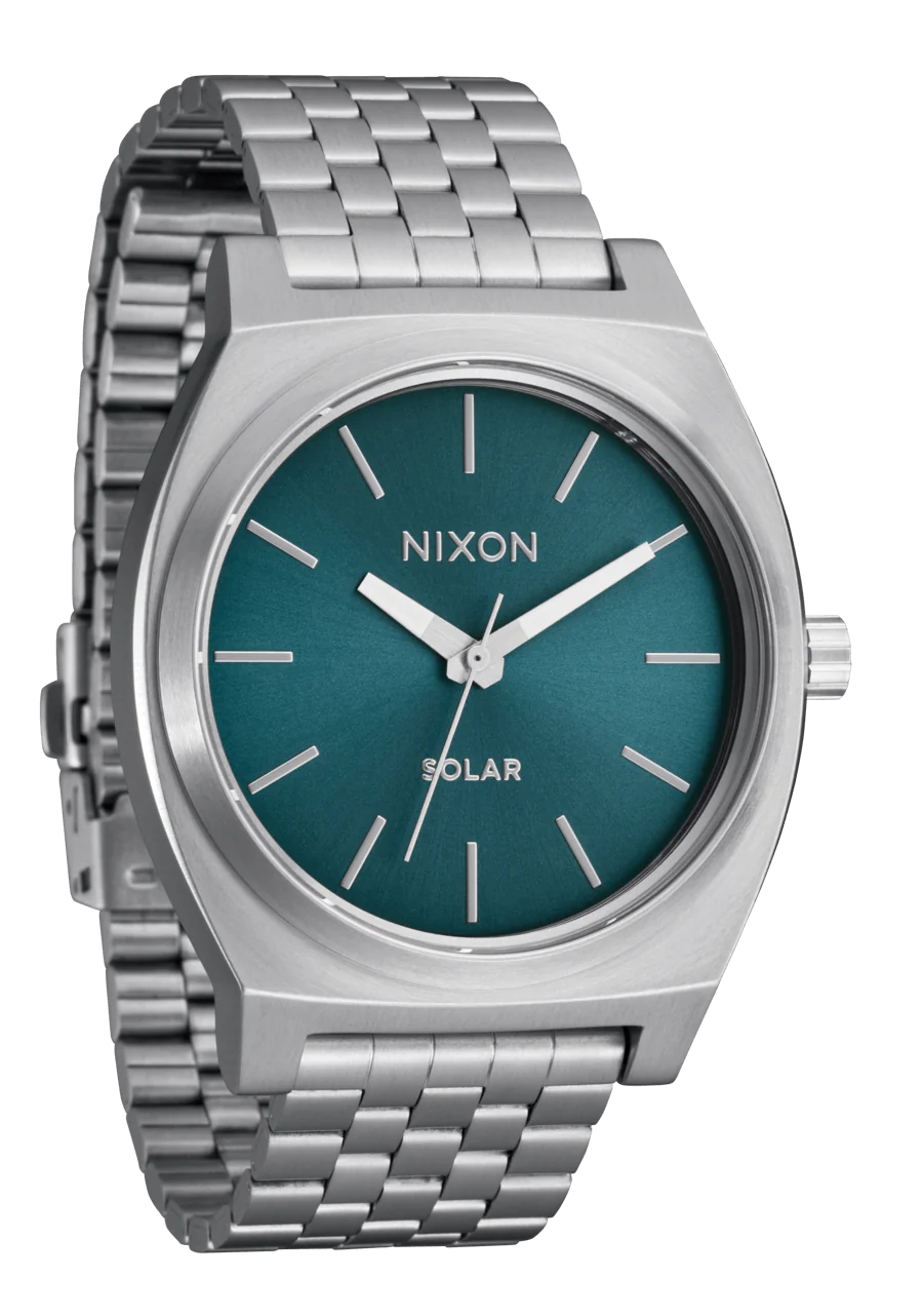Time Teller Solar Watch | Silver / Dusty Blue Sunray | Unisex Light ...